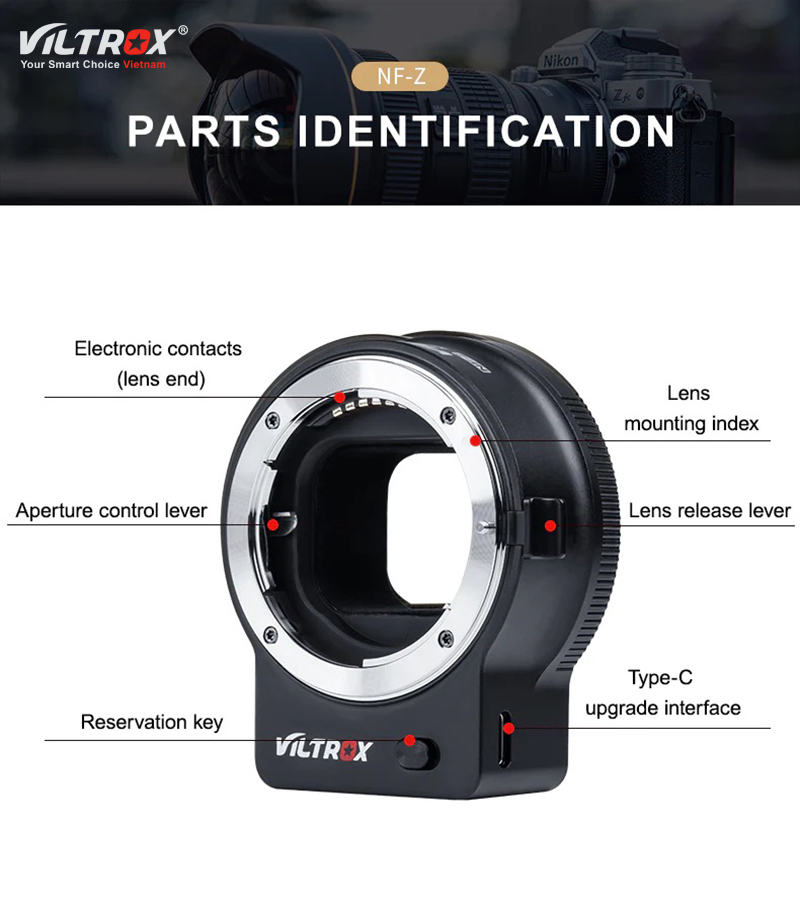 Ngàm chuyển AF Viltrox NF-Z Lens Mount Adapter | Viltrox Vietnam